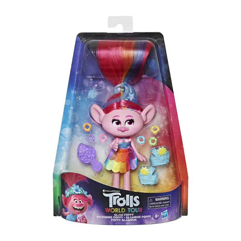 Muñeca Trolls Glamour Poppy World Tour Hasbro 25 cms