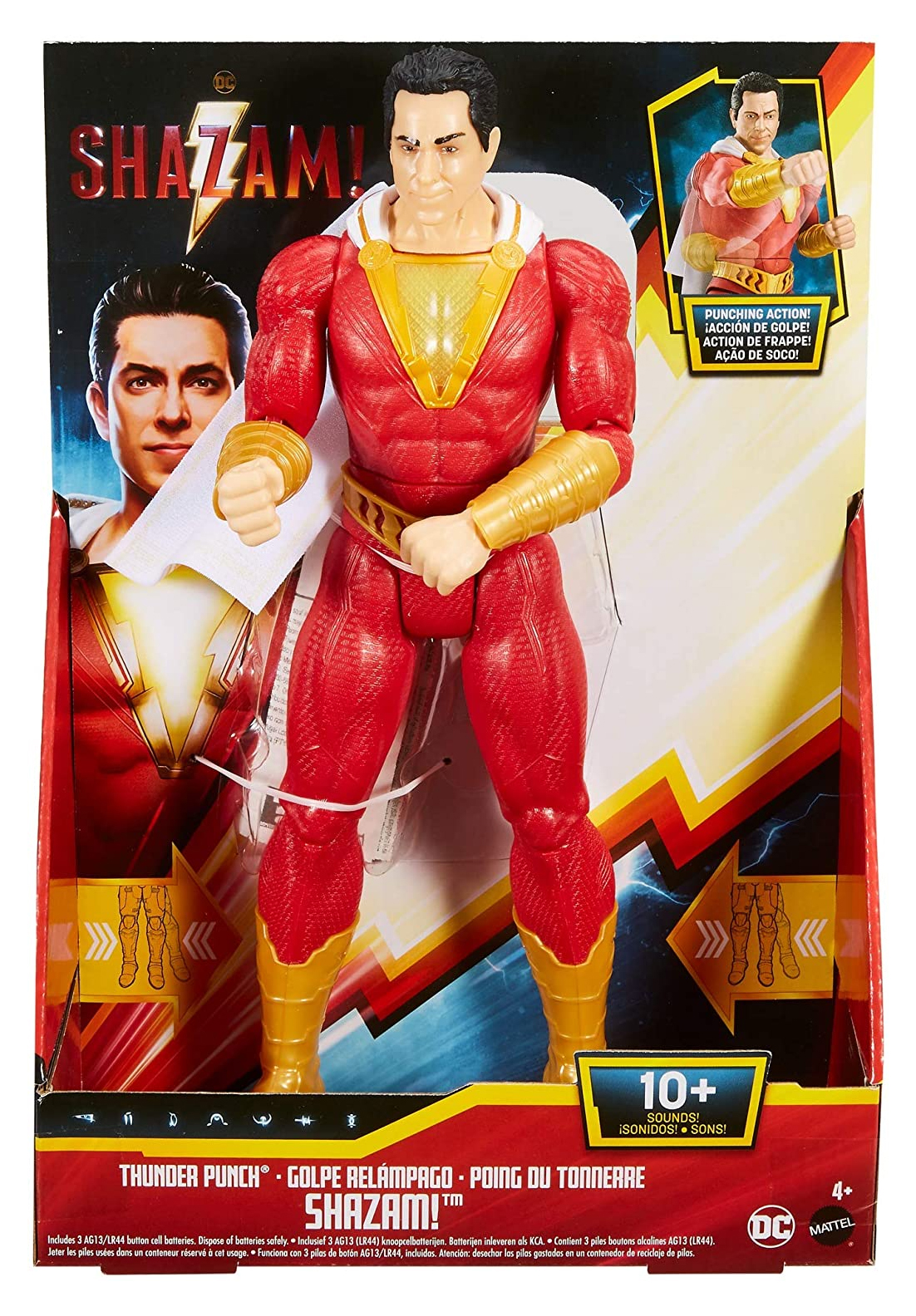 Shazam Golpe Relampago 10 Sonidos Dc 29 Cm Mattel