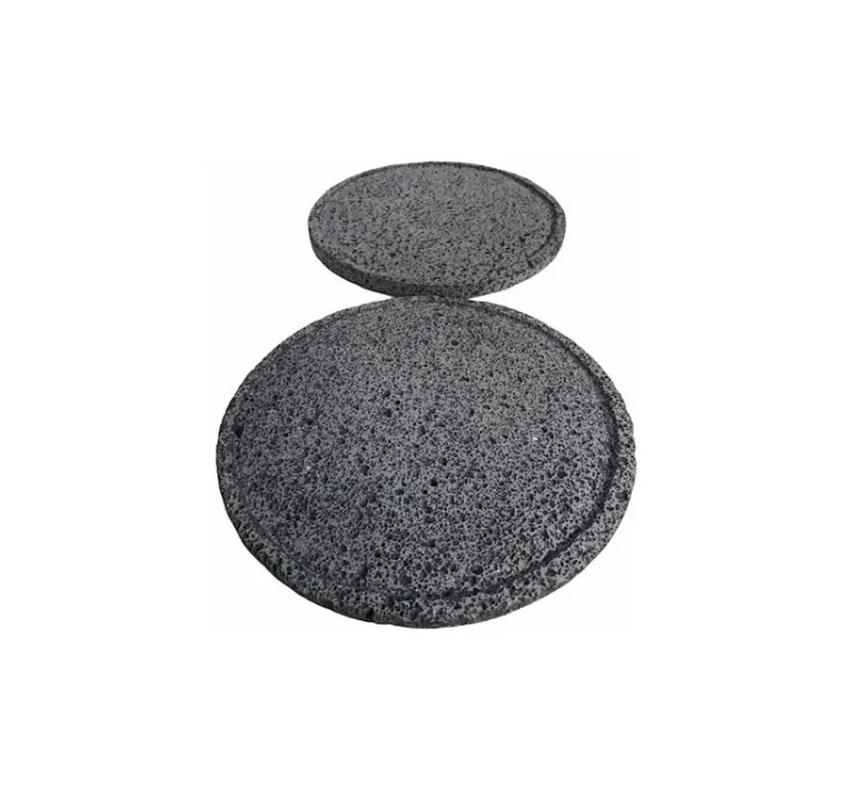 Comal De Piedra Volcánica 25 Cm Plato 2 Piezas