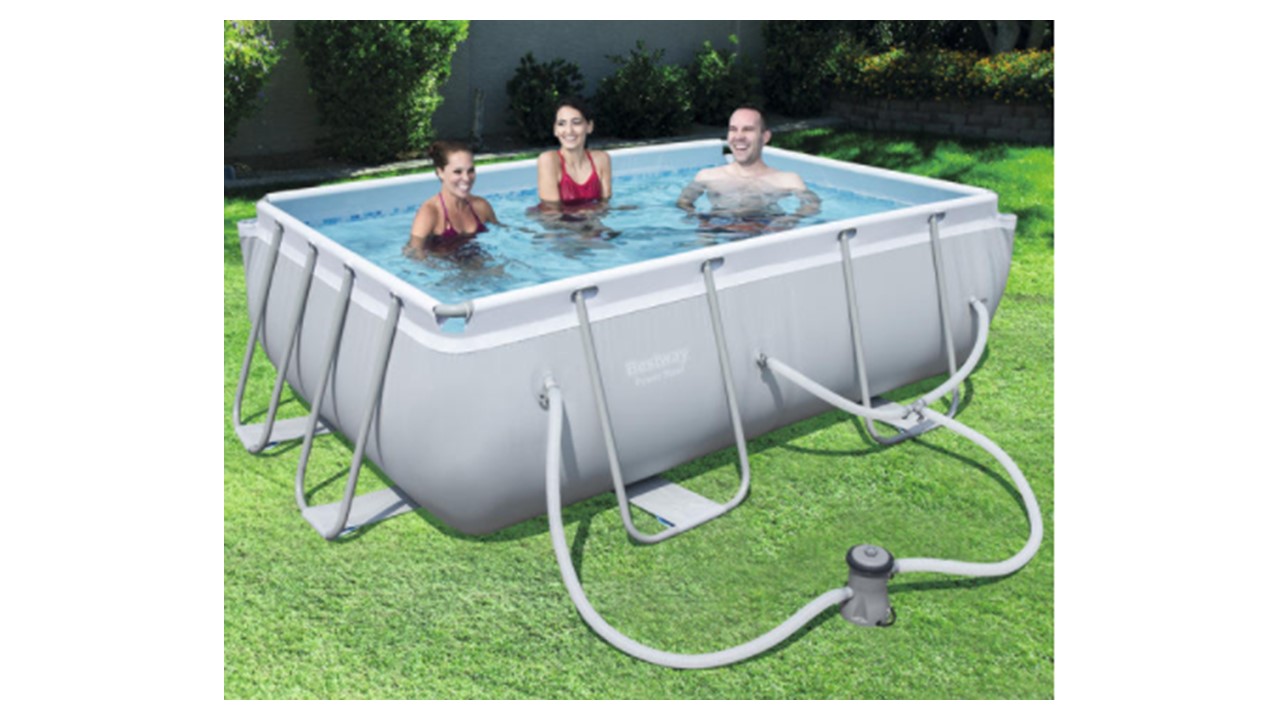 Alberca Power Steel 9'3" x 6'5" x 33"/2.82m x 1.96m x 84cm Rectangular Pool Set Bestway
