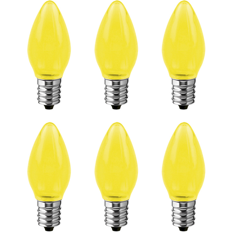 Pack de 6 Focos decorativos LED tipo Vela de 1W color amarillo Base E12