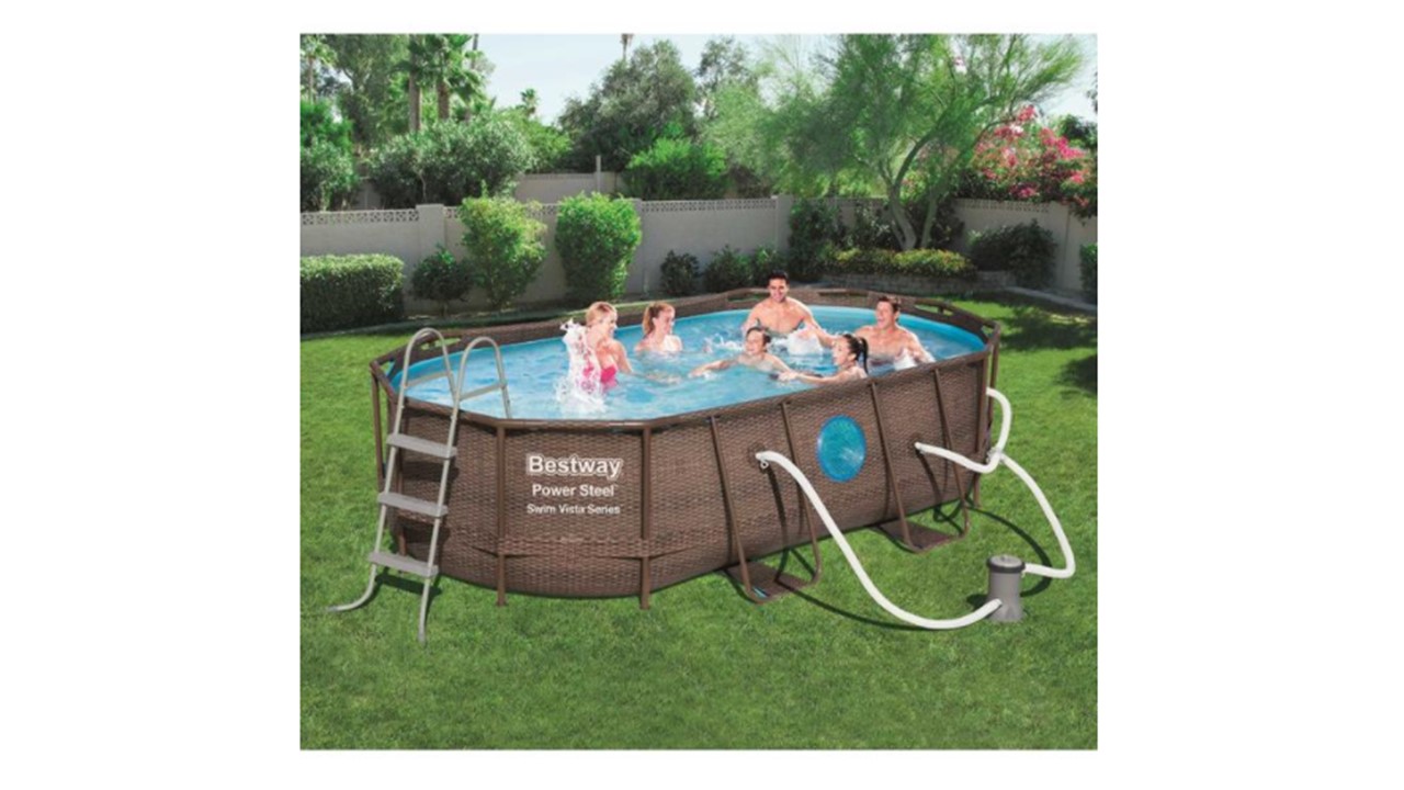 Alberca Power Steel Swim Vista Series 14' x 8'2" x 39.5"/4.27m x 2.50m x 1.00m Oval Pool Set Bestway
