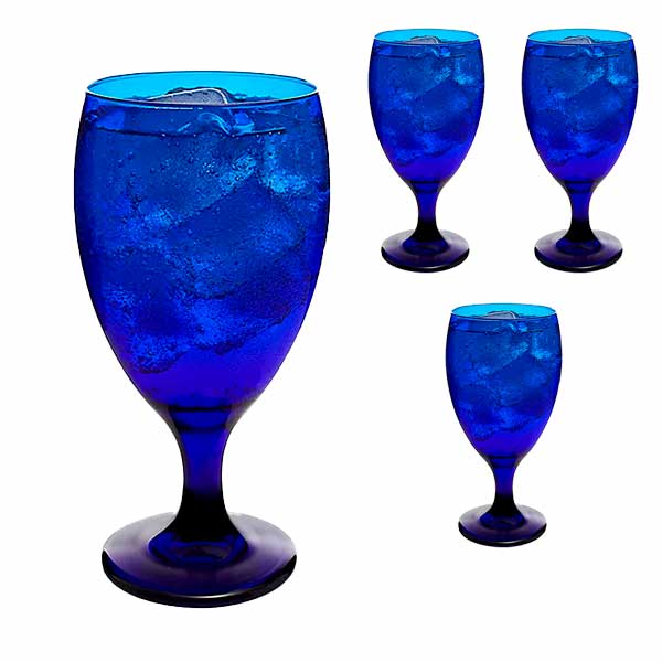 Copa Azul cobalto De Vidrio. Juego De 4 Piezas - 4116srb