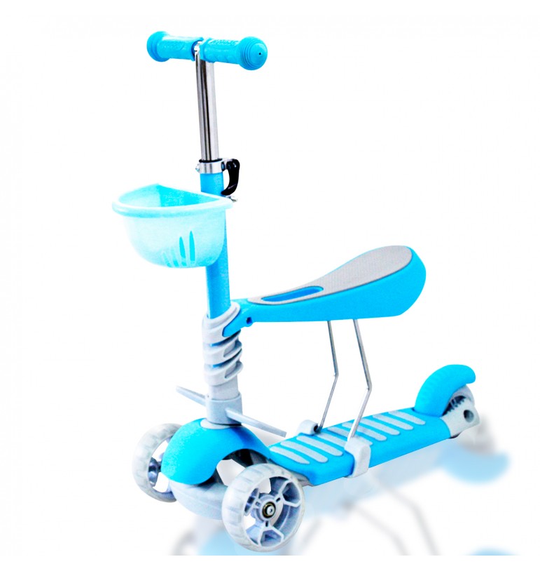 Scooter 3 ruedas Con Luces Led Y Asiento Con Canasta