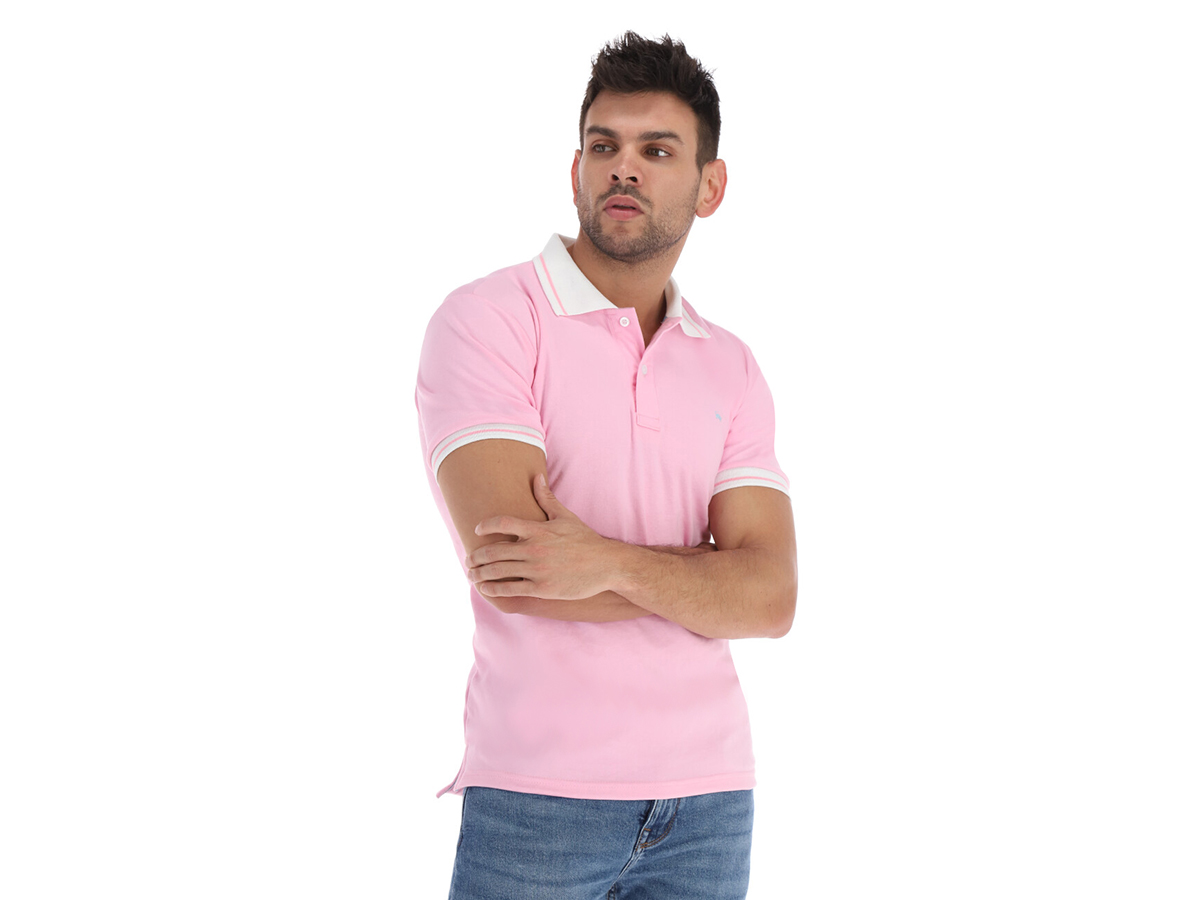 Playera Tipo Polo Rosa Slim Fit Marca- Tossique