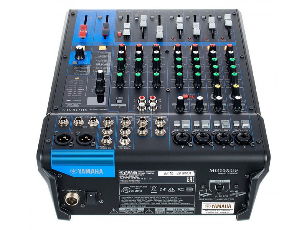 Mezcladora Análoga 10 Canales con Efectos y USB Faders MG10XUF