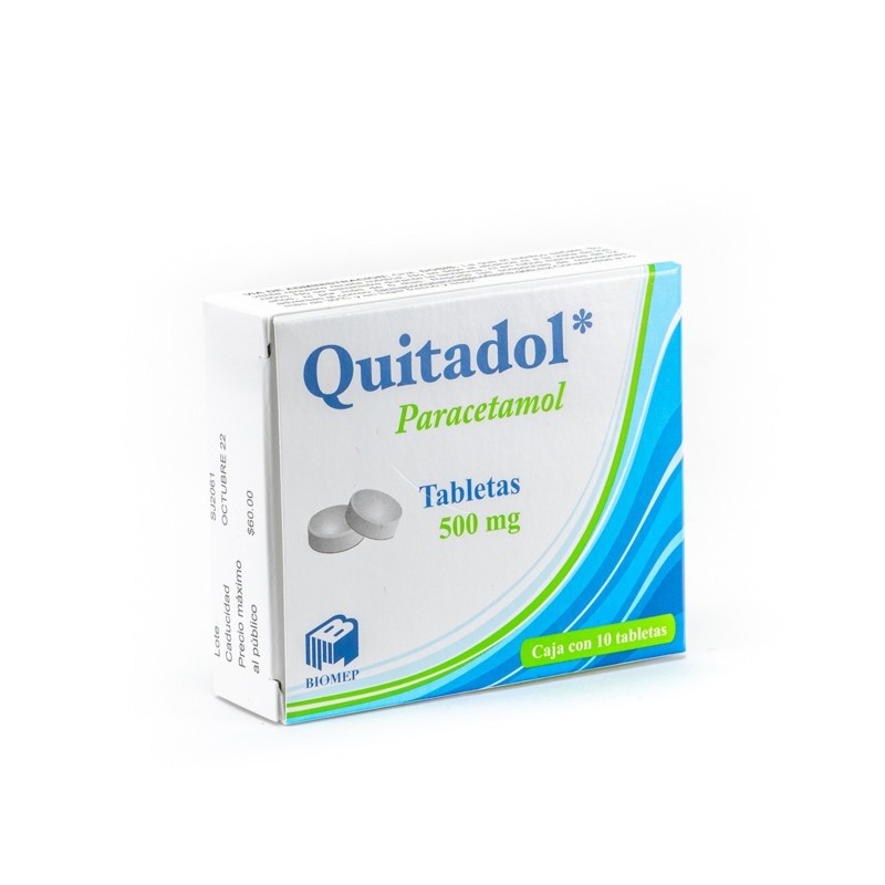 Quitadol Paracetamol Tabletas 500mg 10 tabletas