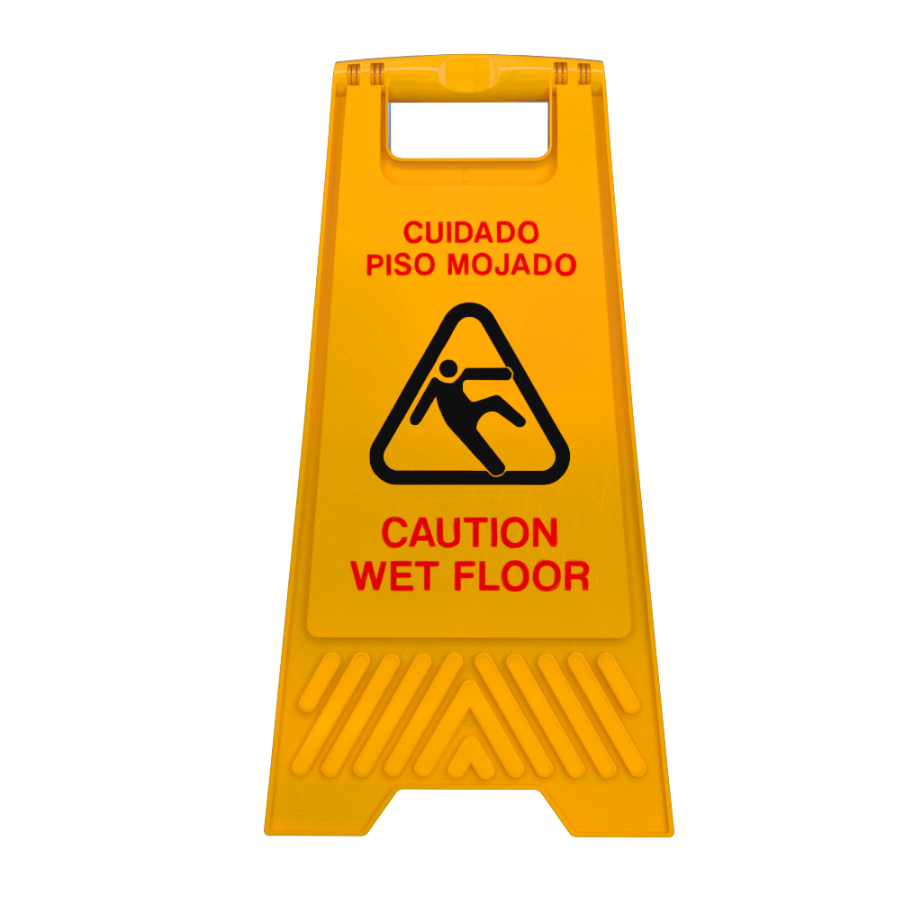 Letrero Señalamiento Oval Plegable de Precaución Piso Mojado
