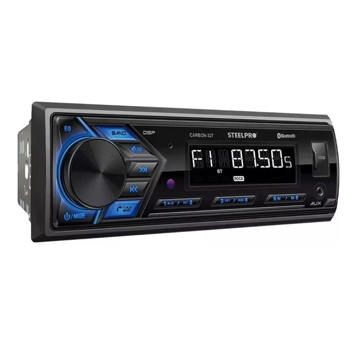Autoestéreo Steelpro CARBON-327 Con Caratula Desmontable - Negro