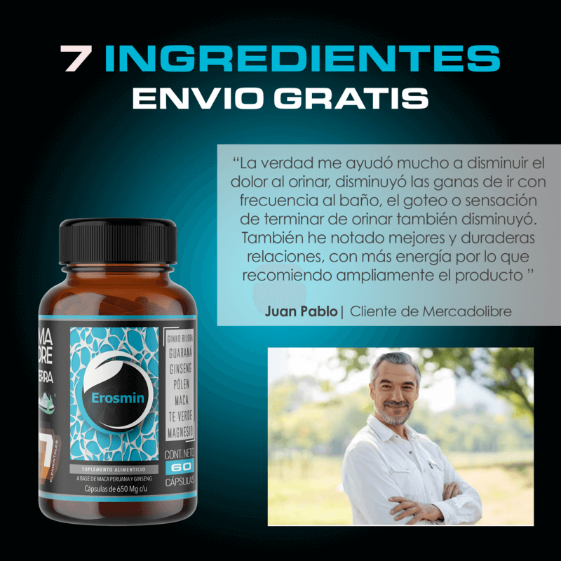 Erosmin Erasmin Frasco 60 Cápsulas, Próstata Sana Suplemento