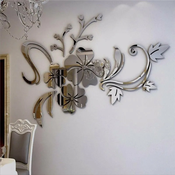 Espejo Vinilo Acrílico Decorativo Sticker Adhesivo En Forma De Flor 3D ...