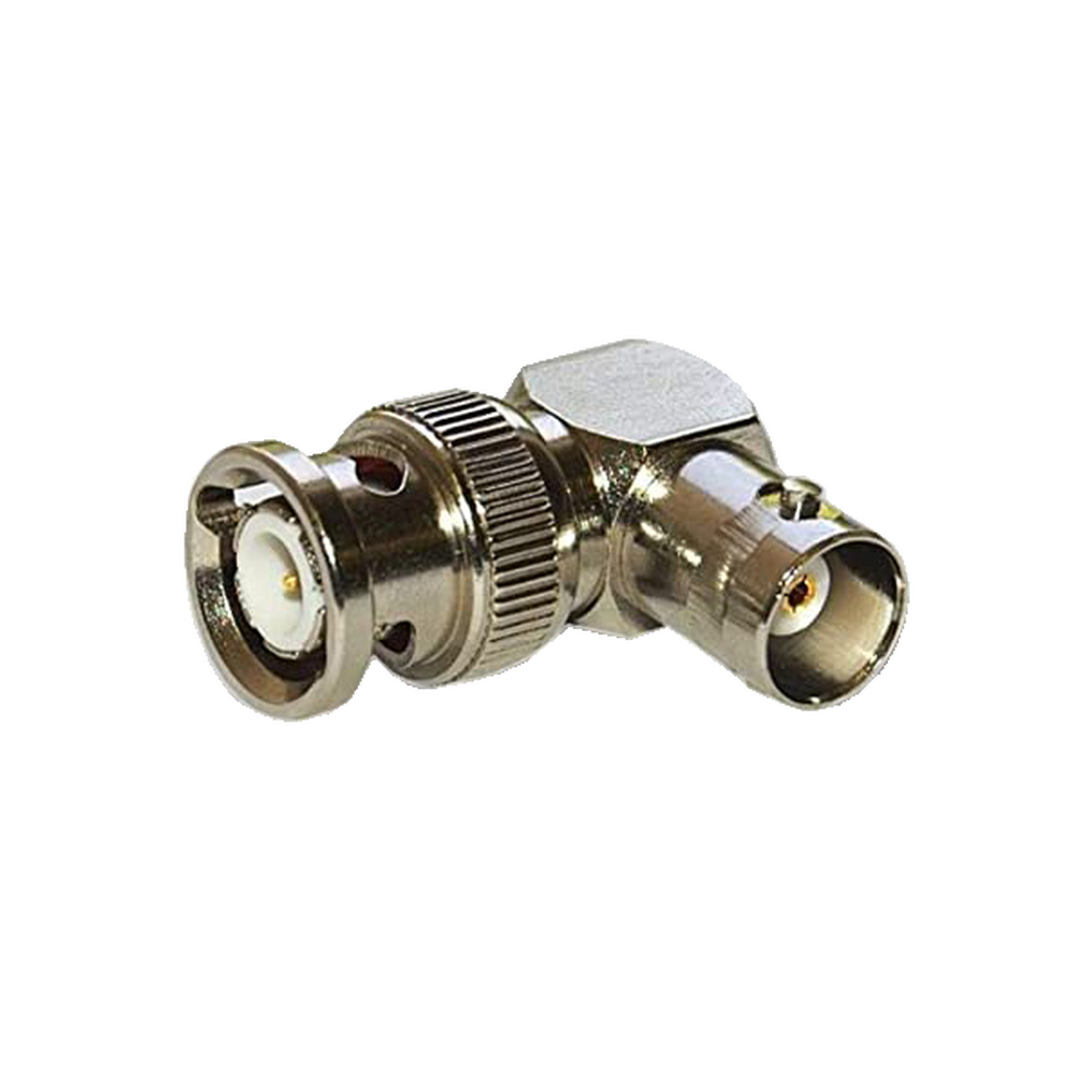 Adaptador en Ángulo Recto, de Conector BNC Macho a BNC Hembra, 50 Ohm (Monitor), Níquel/ Plata ...