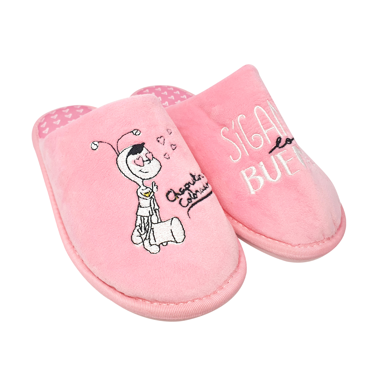 Pantufla Chapulín Colorado Color Rosa Para Dama