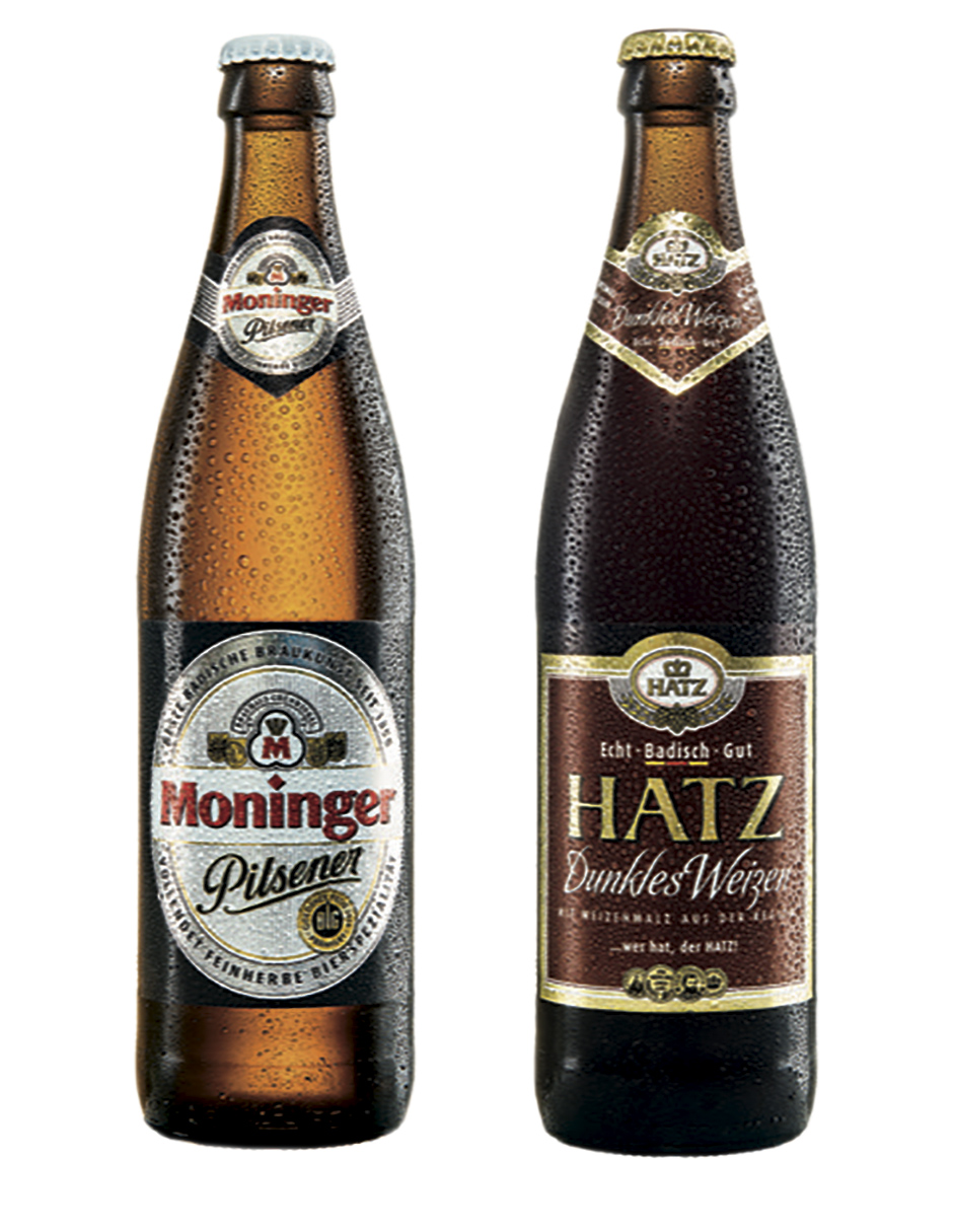 CAJA / PACK DE 12 CERVEZAS. MONINGER PILSENER Y HATZ DUNKLES WEIZEN