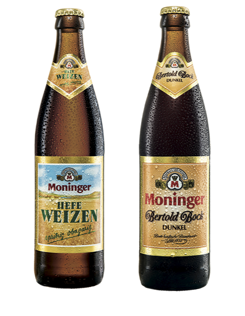CAJA / PACK DE 12 CERVEZAS. MONINGER HEFE WEIZEN Y BERTOLD BOCK