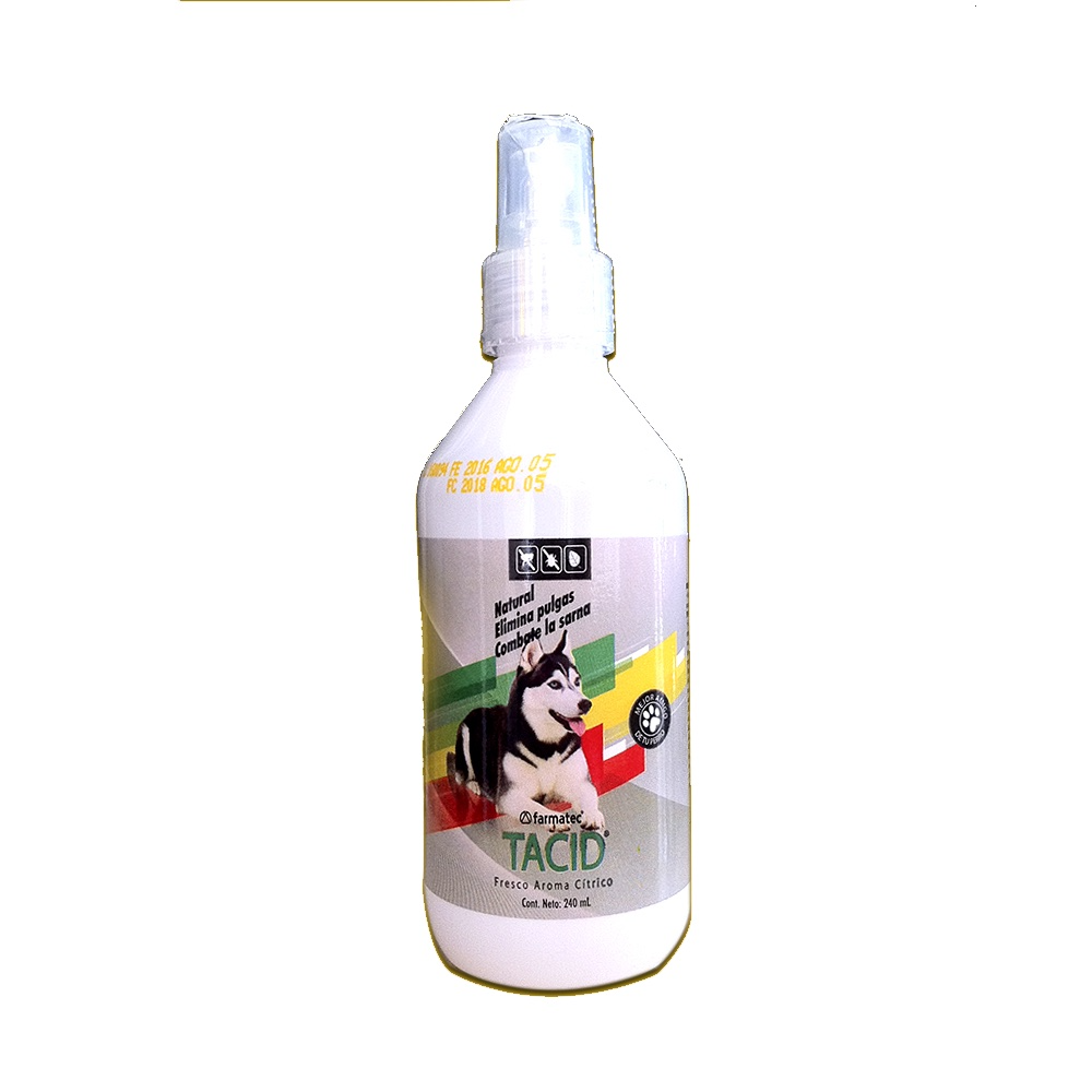 Insecticida Natural para Pulgas, Garrapatas y Sarna TACID 240 ml (Spray)