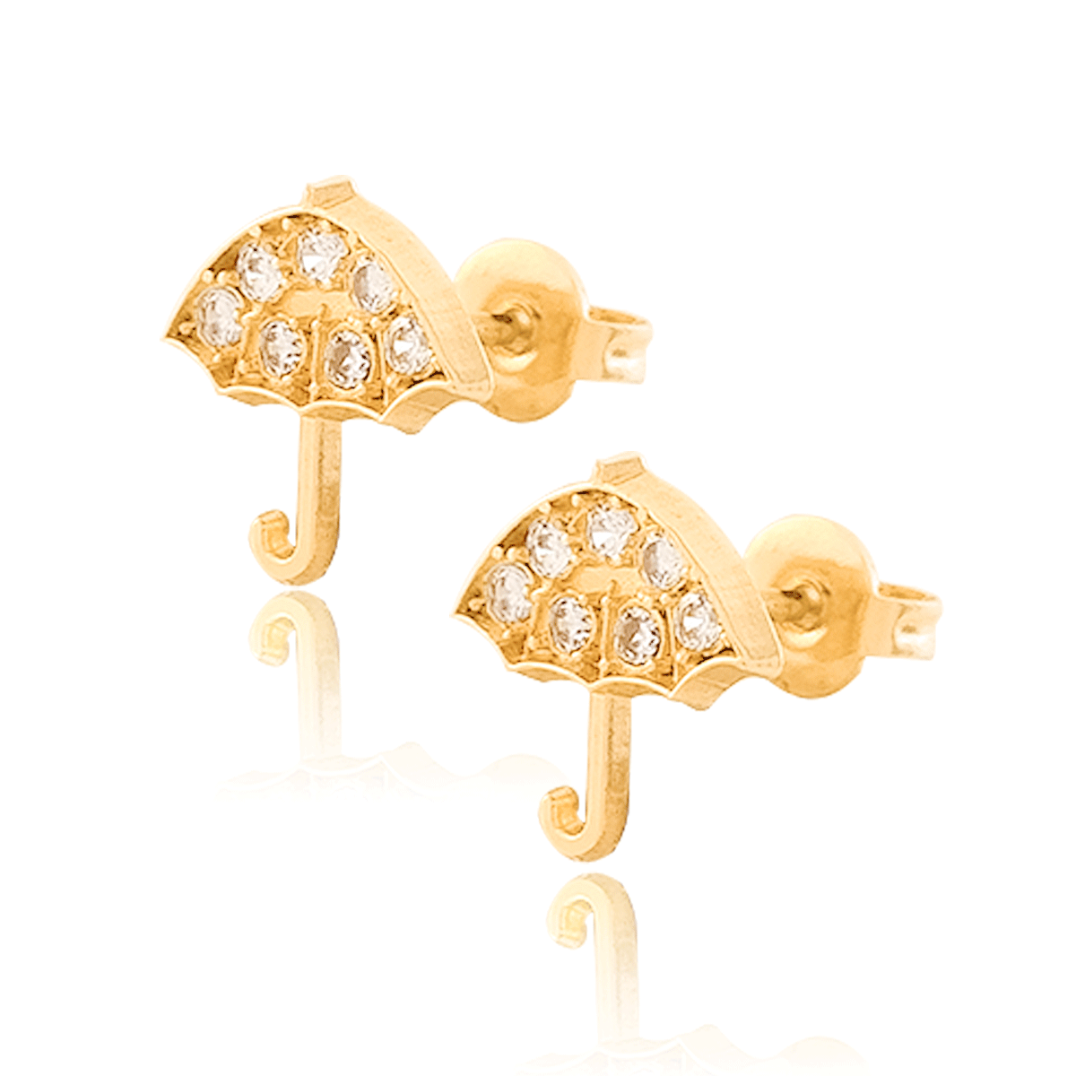 Aretes broquel en oro 18k laminado #693 con figura de paraguas con ...