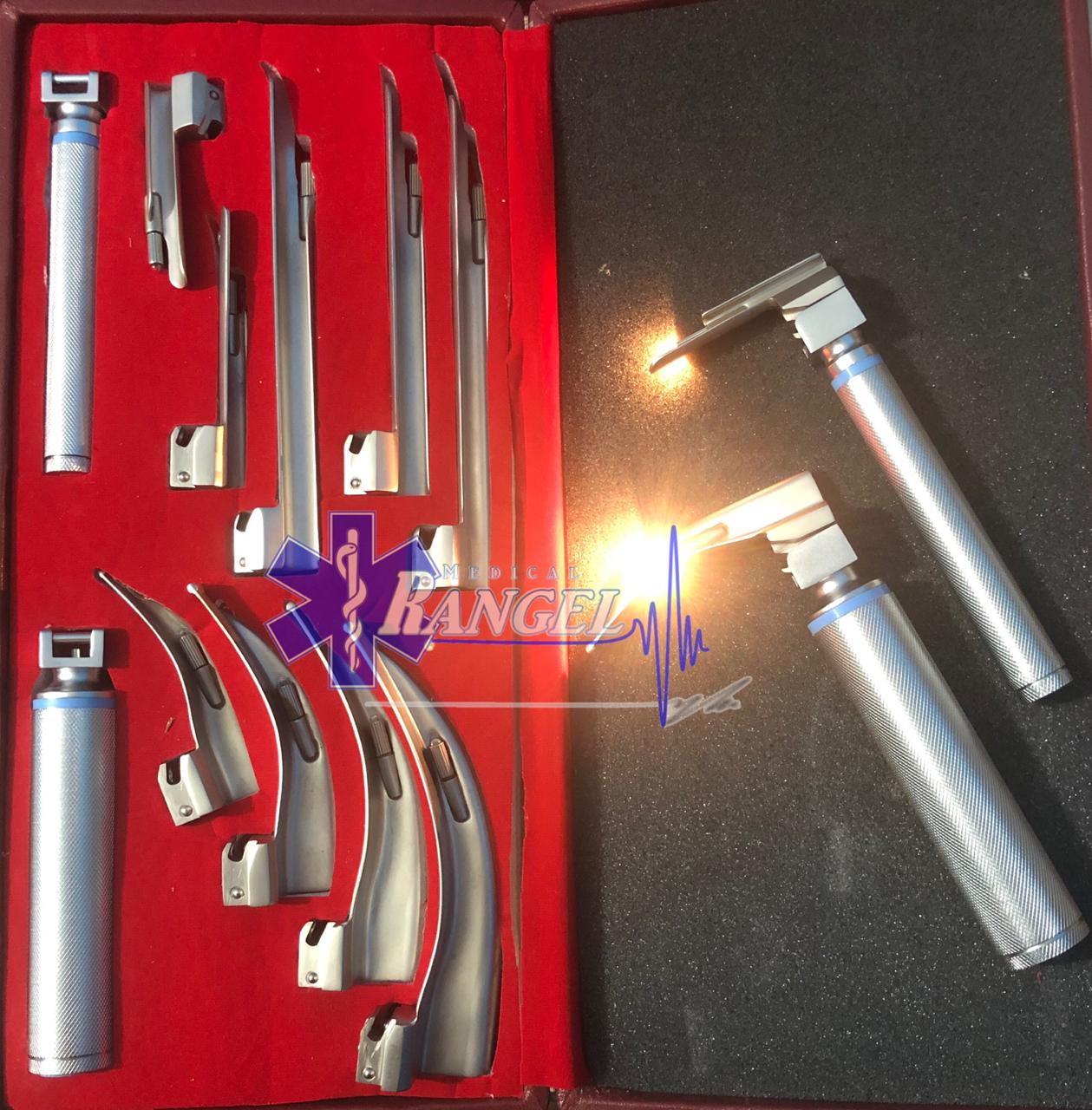 LARINGOSCOPIO SET 11 PZS. 4 HOJAS MAC, 5 HOJAS MILLER Y 2 MANGOS