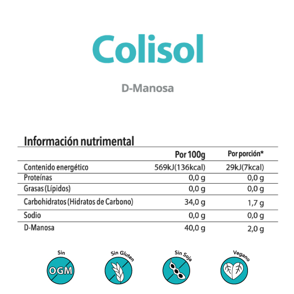 D-Manosa 150 g sabor mora Colisol para vías urinarias
