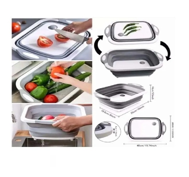 Tabla Plegable 3 En 1 Picar Escurrir Contenedor Plegable