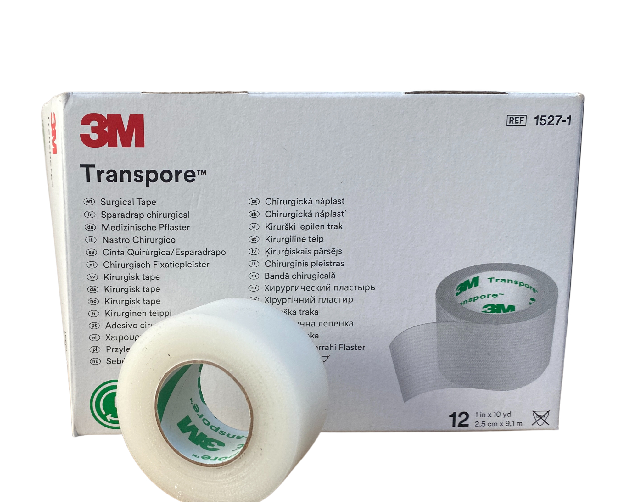 Cinta Transpore 3M 1 Pulgada Paquete 12 piezas