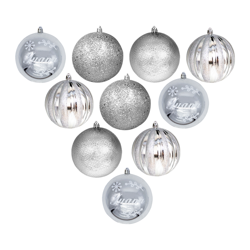 Esferas Navideñas De Plástico Grande 10 Cm 20 Pz Plata