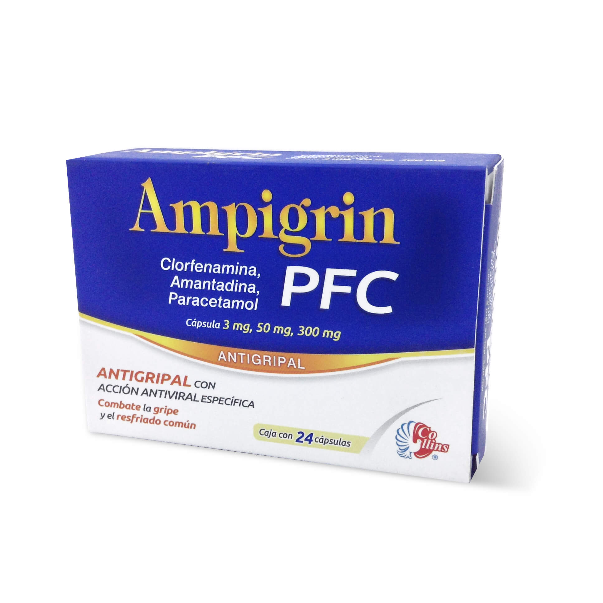 Ampigrin PFC Antigripal con accion antiviral Paracetamol, Clorfenamina ...