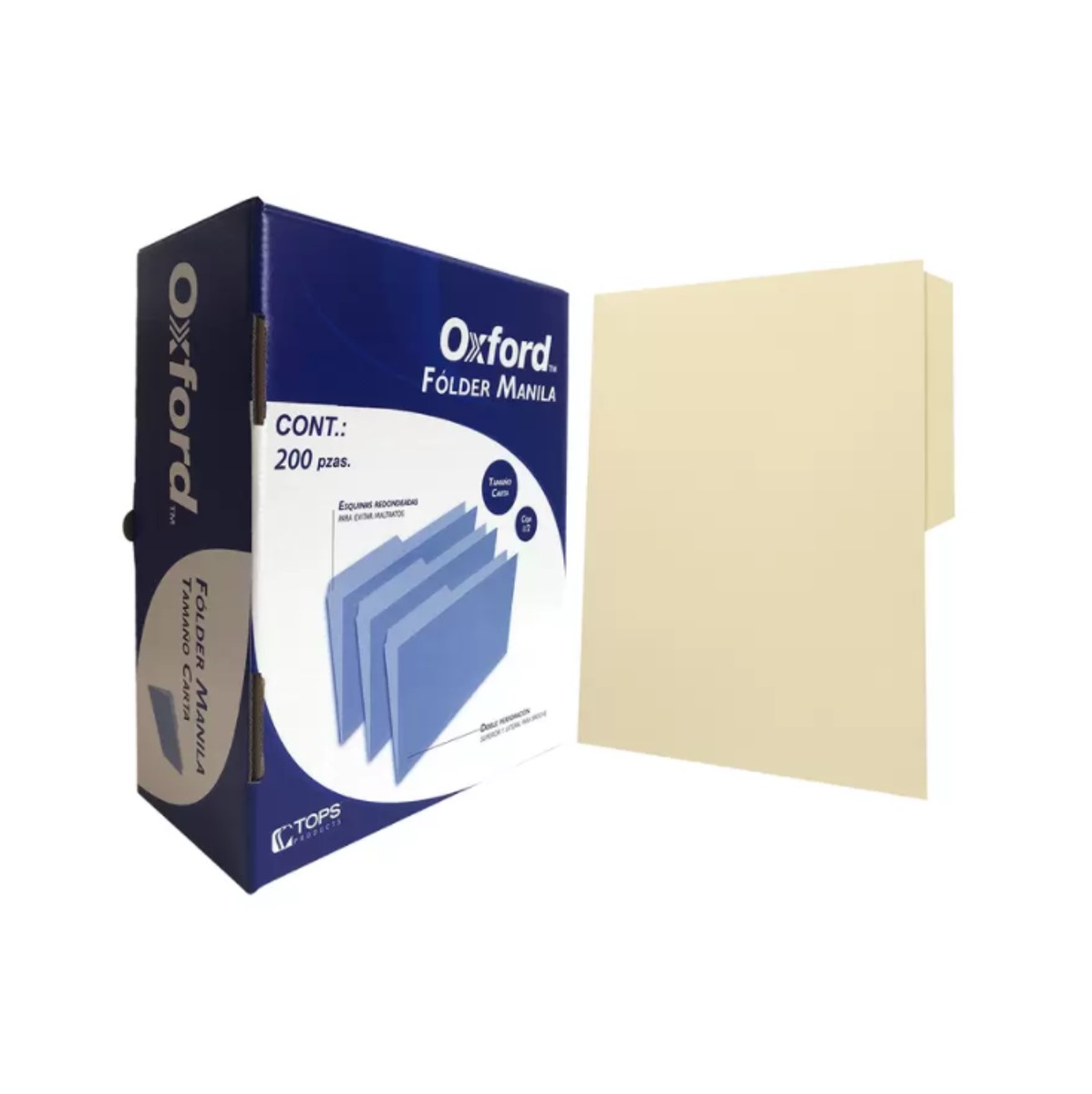 Fólder Manila Oxford, Tamaño Carta, Color Crema, 200 Piezas
