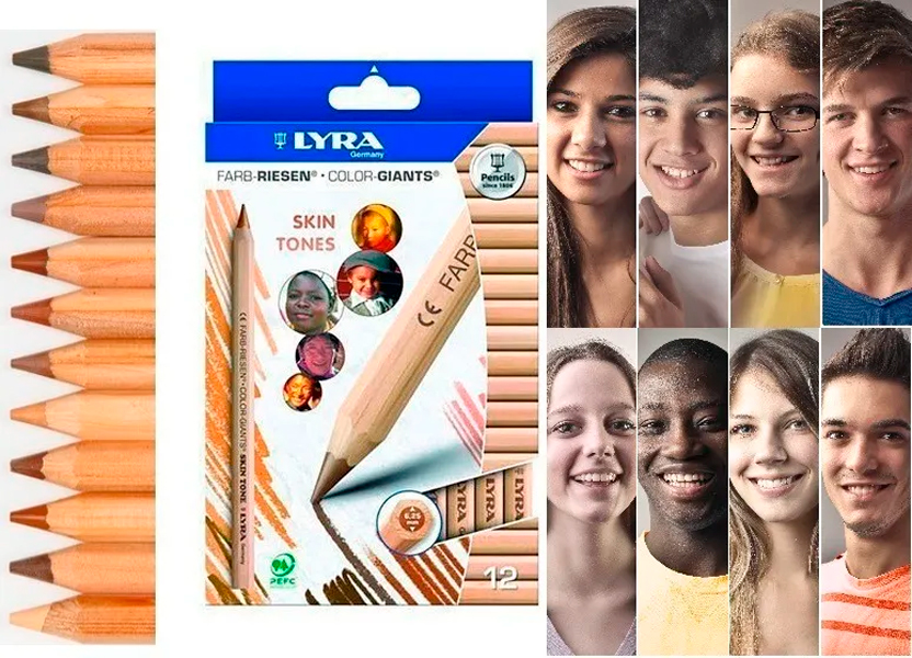 Set De 12 Lápices Colores De Tonos De Piel Skin Tones Lyra