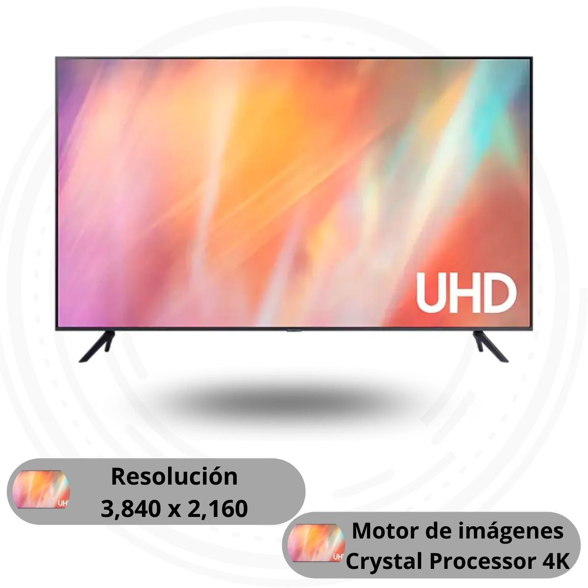 Pantalla Samsung LED AU7000 UHD 4K 43" Smart TV Resolución 3840x2160