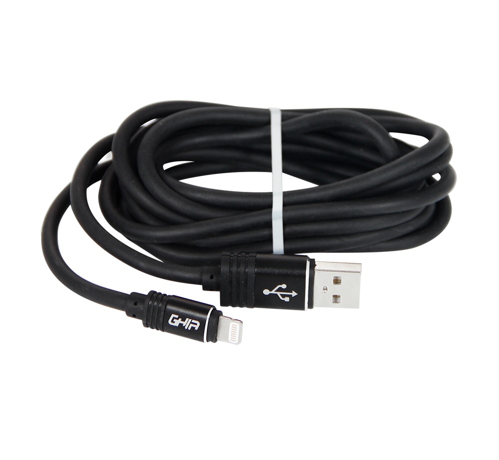 CABLE GHIA TIPO LIGHTNING 2.0 MTS USB 2.1 COLOR NEGRO CARGA PLASTICO ...
