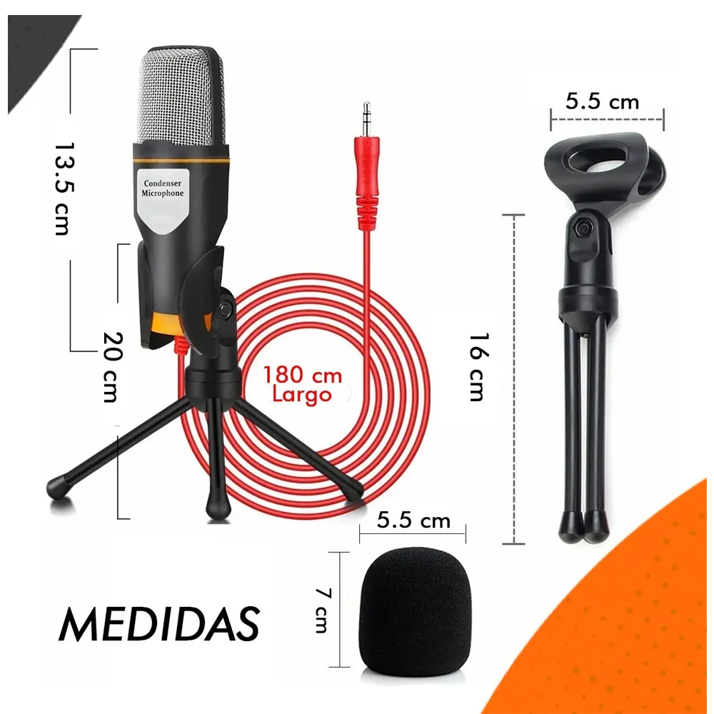 Micrófono Condensador Tripie Antipop Con Divisor De Audio