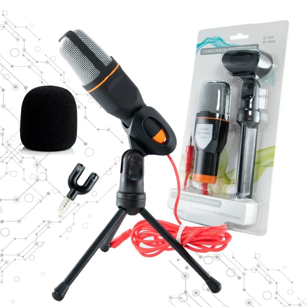 Micrófono Condensador Tripie Antipop Con Divisor De Audio