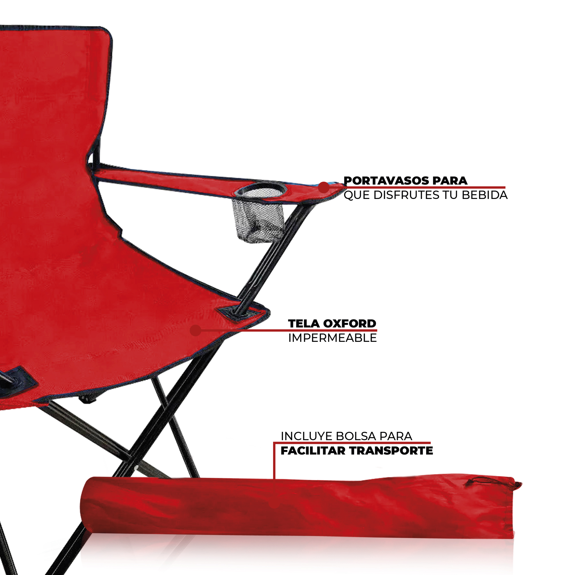 Sillas Plegables Para Camping ROJA
