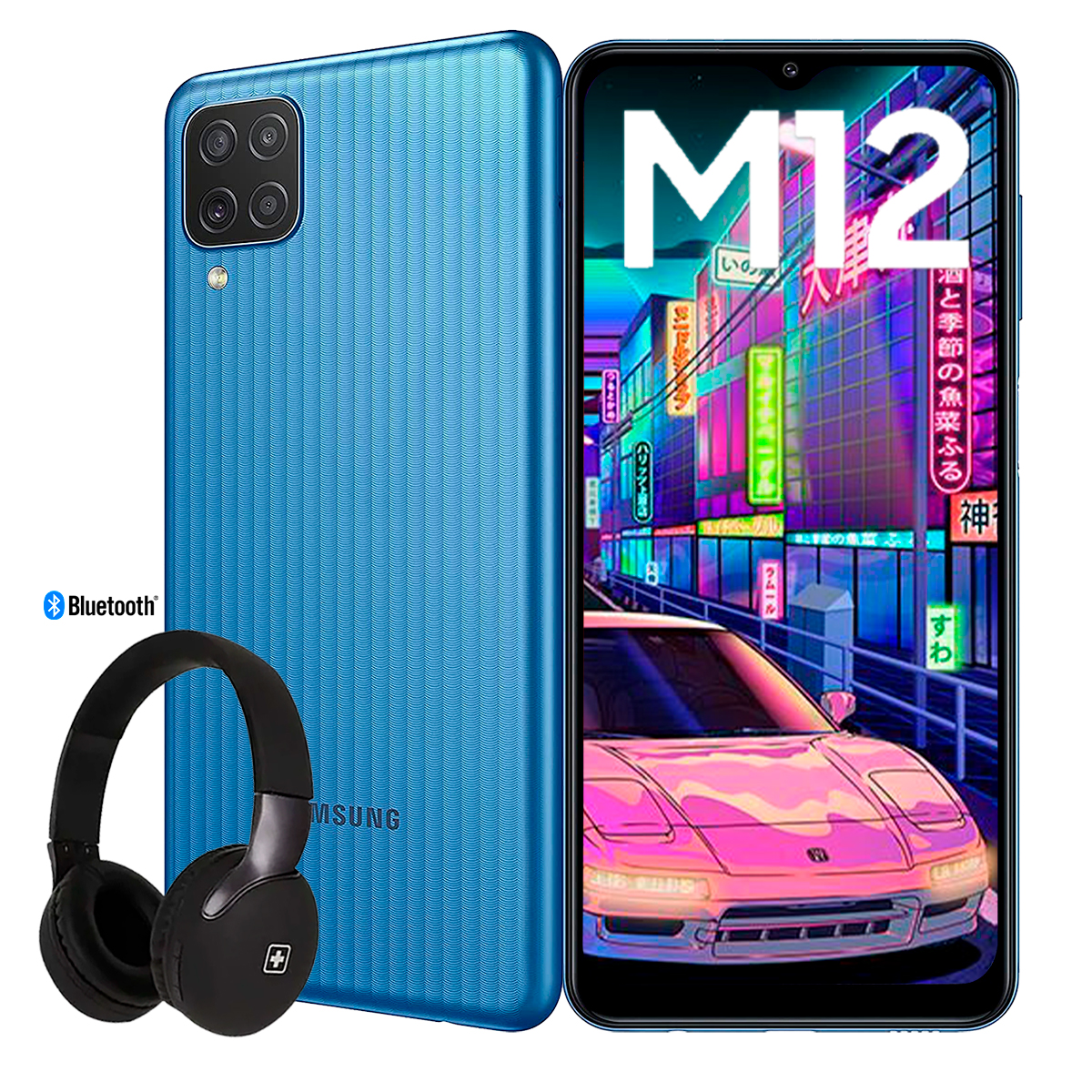 Celular Samsung Galaxy M12 - 64GB 4GB - Azul + Audífonos