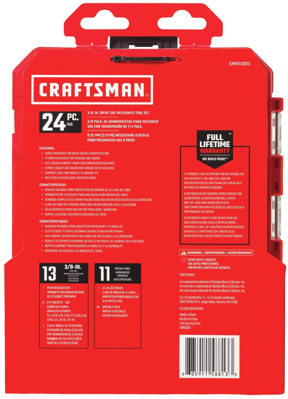 Autocle Craftsman 24 Piezas 3/8 Estandar