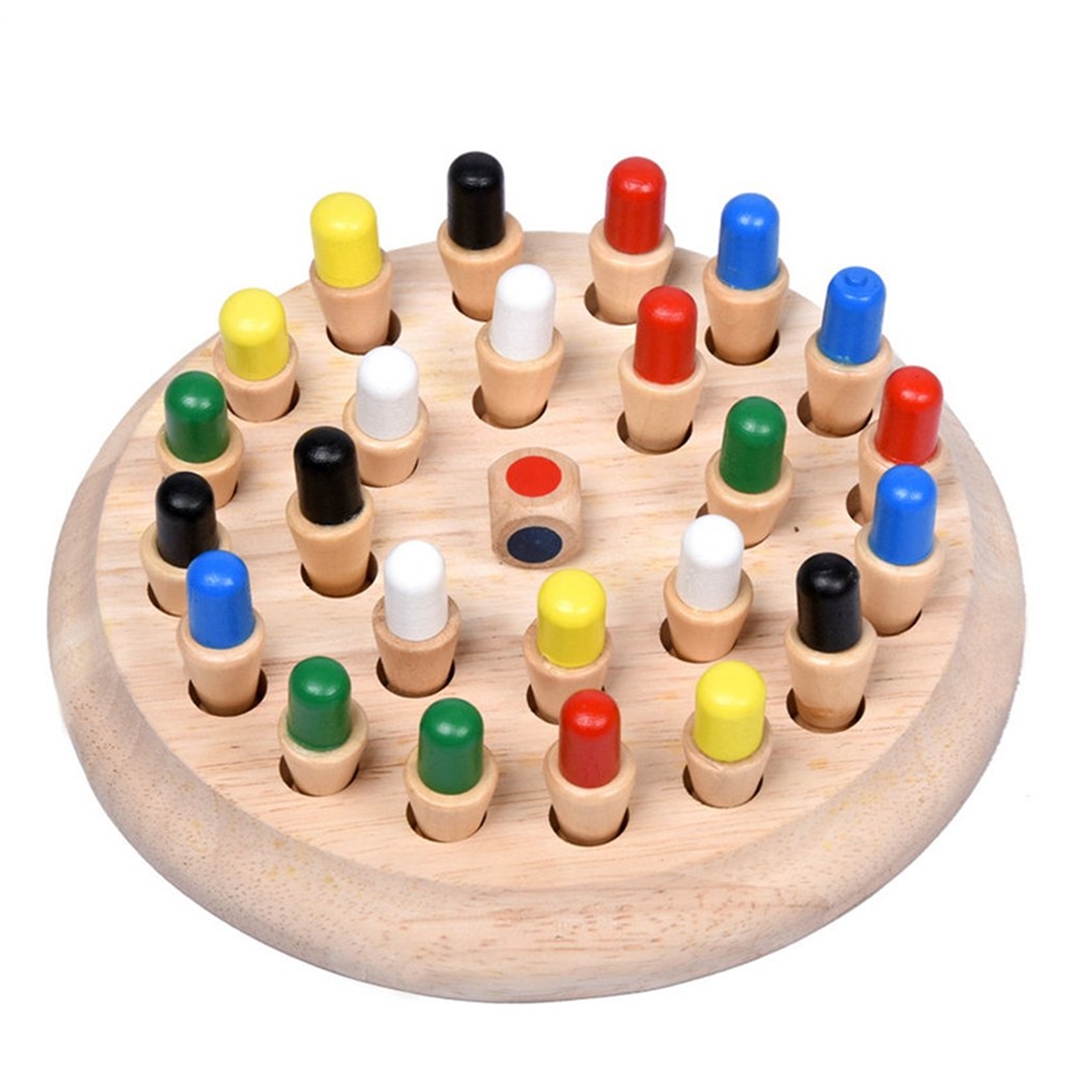 Juego de Memoria en Forma de ajedrez de madera con peones de Colores Yuff!