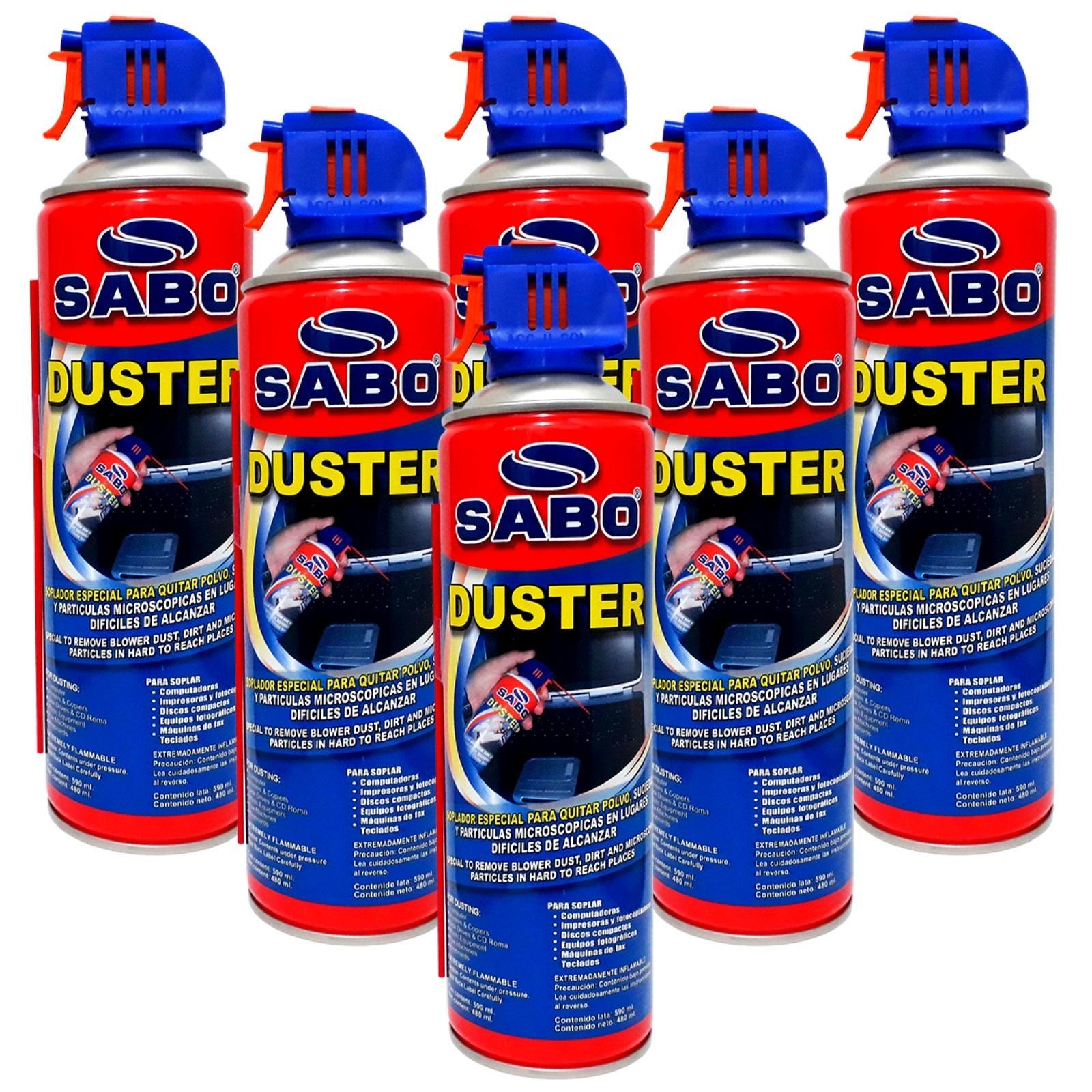 Caja con 6 Latas de Aires Comprimido 590 Ml DUSTER SABO en Lata con ...