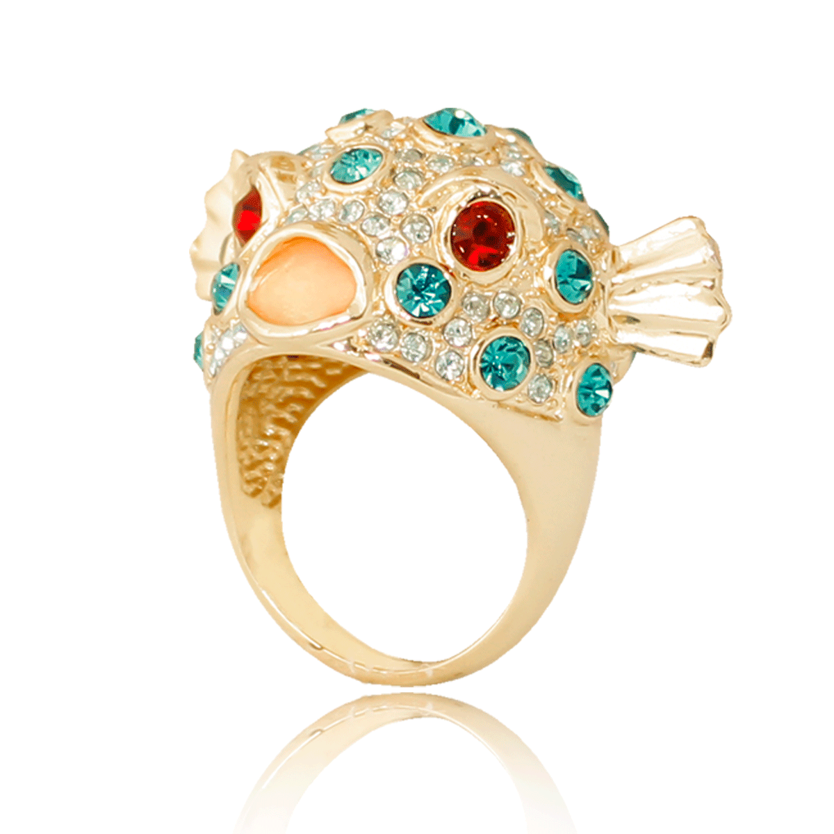 Anillo del Número 7 Oro 18k laminado #043 Forma Pez Globo Ojitos en ...