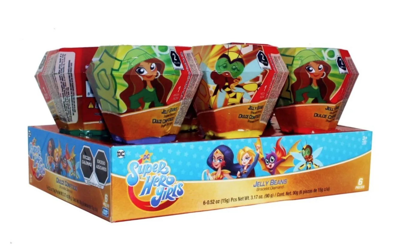 Brazalete Diamante Sorpresa Gelatina Frutal Super Hero Girls 6 Piezas ...