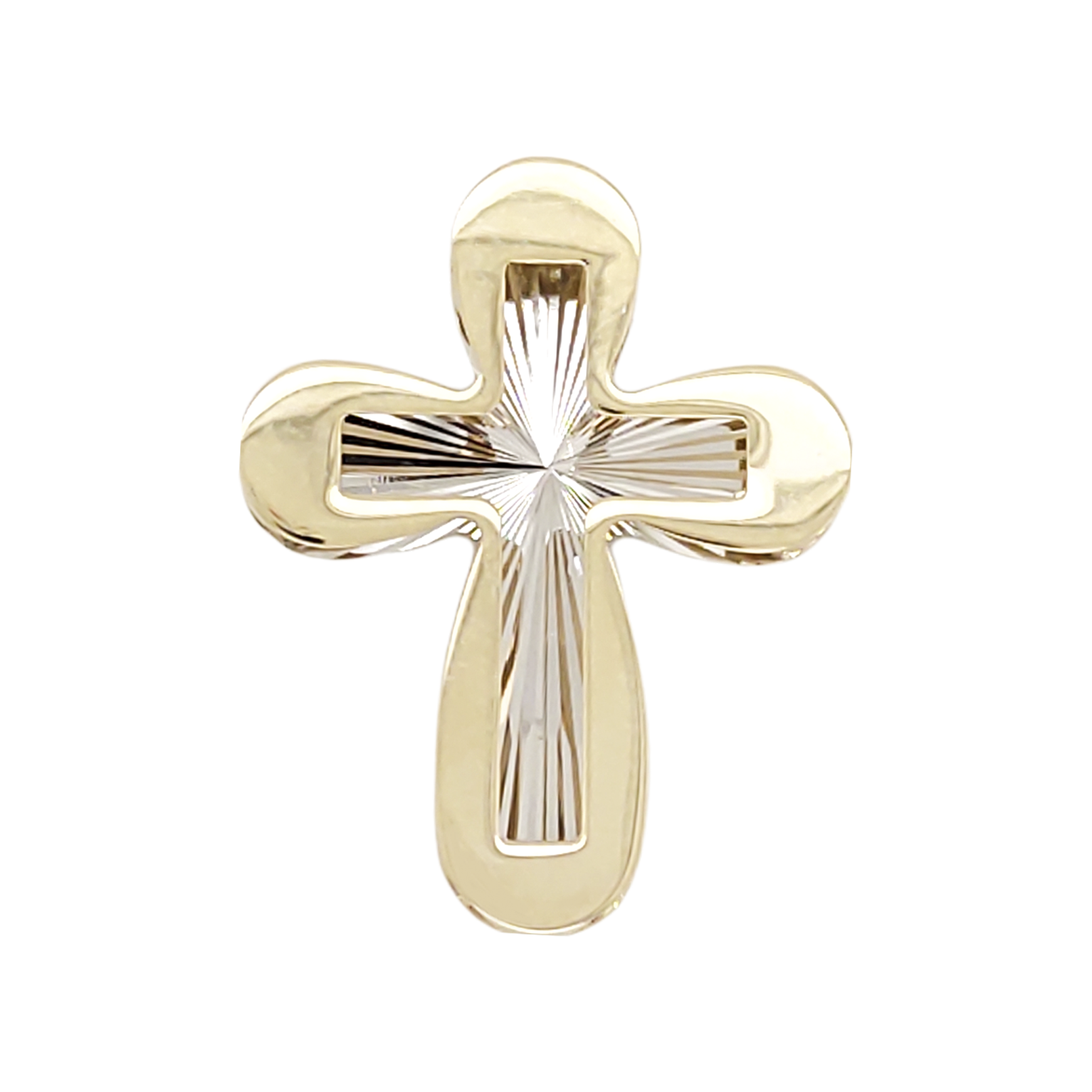 Dije de Cruz con Destellos en Dos Oros de 8K + Obsequio