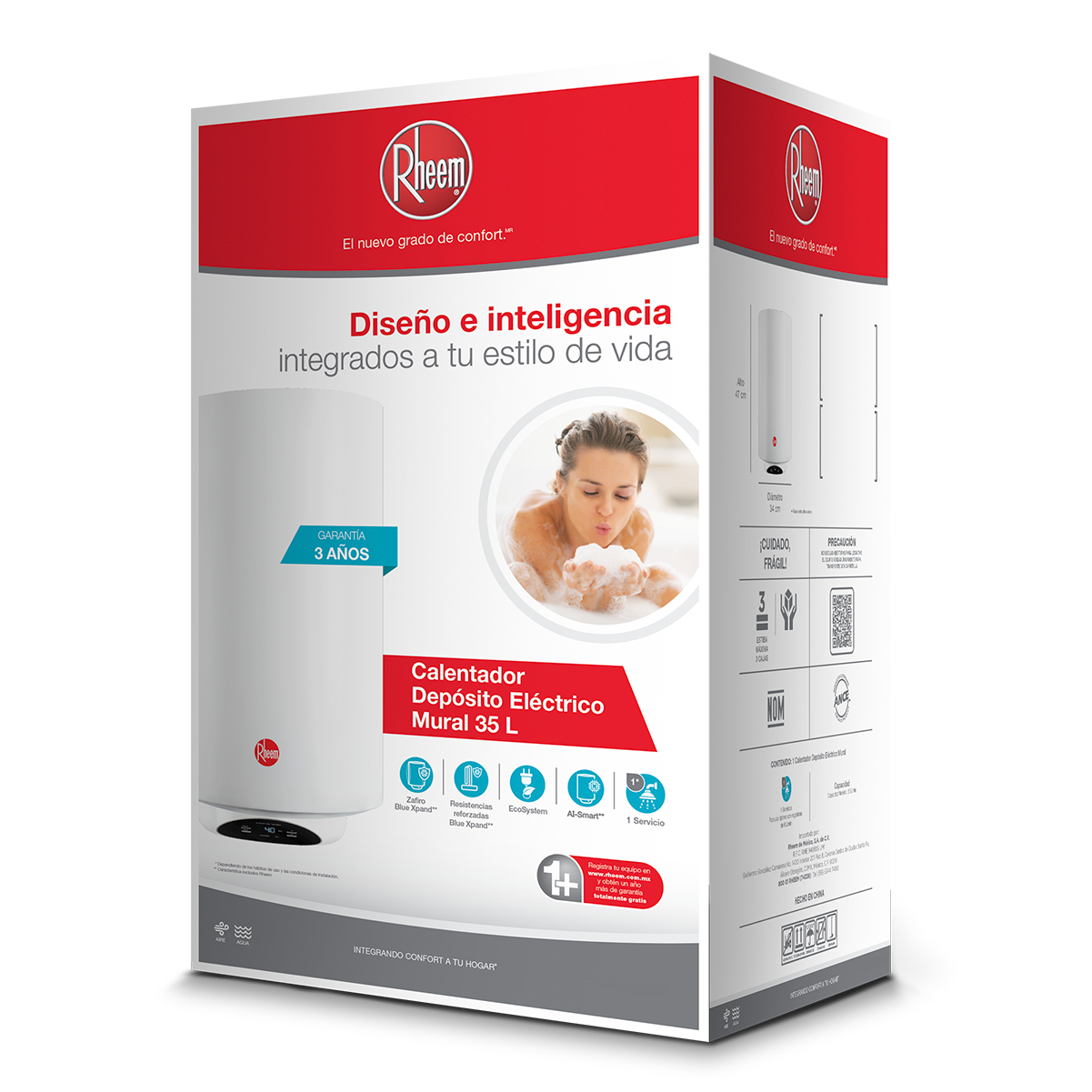 Calentador Deposito Electrico Mural Rheem 35 L 120v 1 Servicio