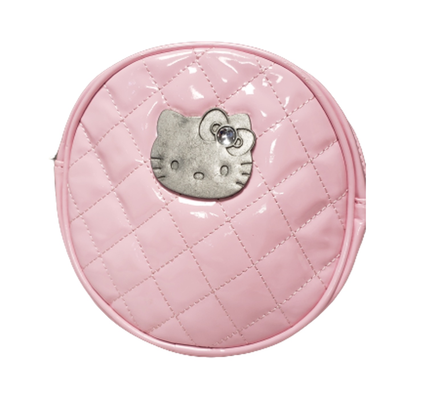 Hello Kitty cartera redonda de vinil con correa y cierre Rosa