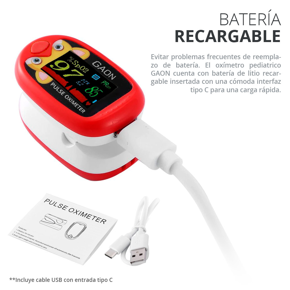 Oxímetro Pediatrico Portatil Digital Recargable Infantil