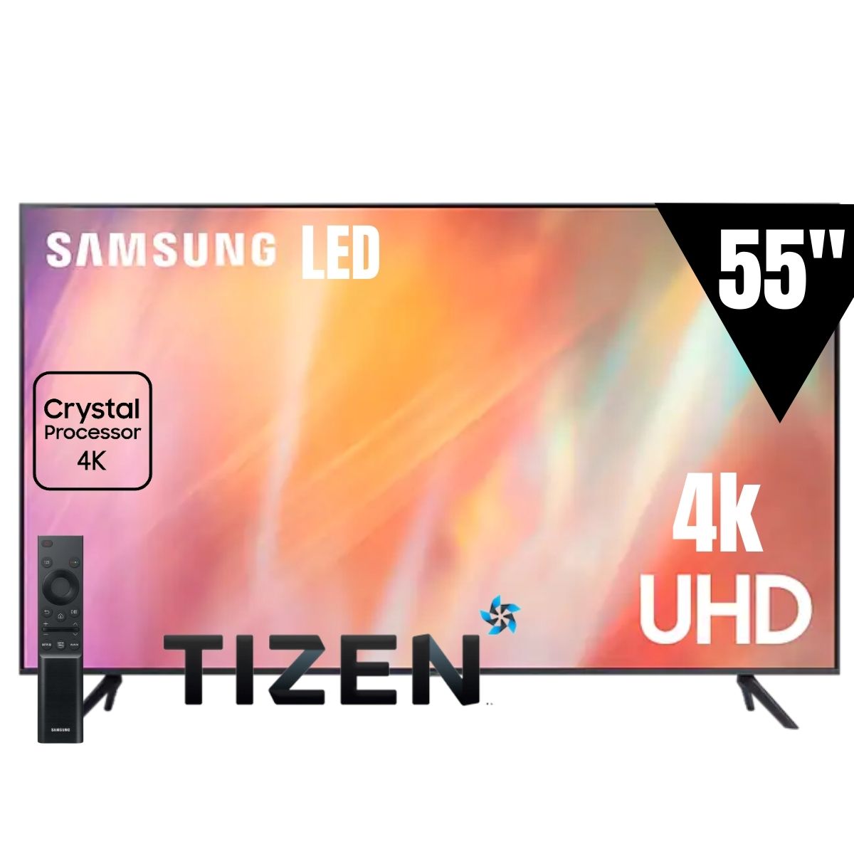 Pantalla Samsung LED AU7000 55" UHD 4K Smart TV Resolución 3840x2160