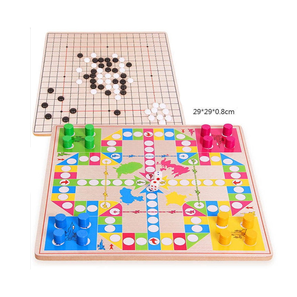 Parchís Juegos Mesa Tabla Madera Multijuego Diversión 2 En 1