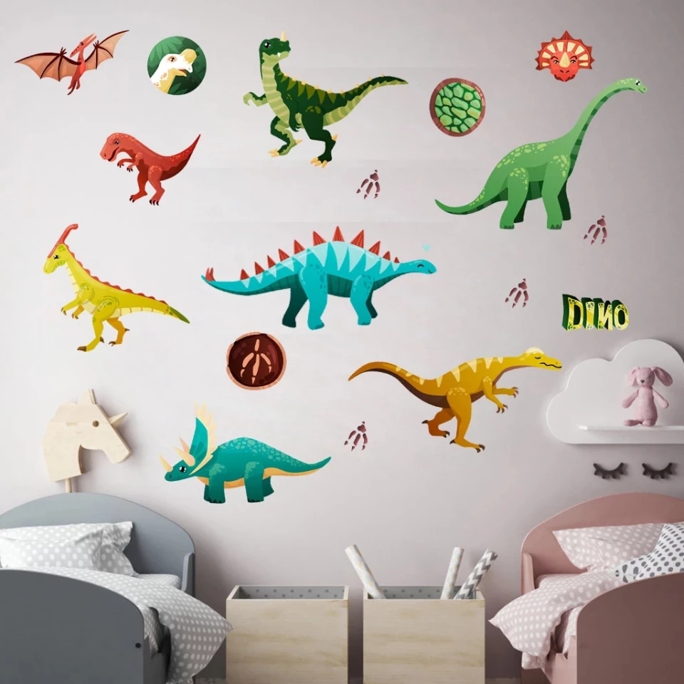 Vinil Decorativo De Interiores infantil Dinosaurios Fluorescentes