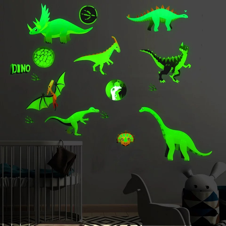 Vinil Decorativo De Interiores infantil Dinosaurios Fluorescentes