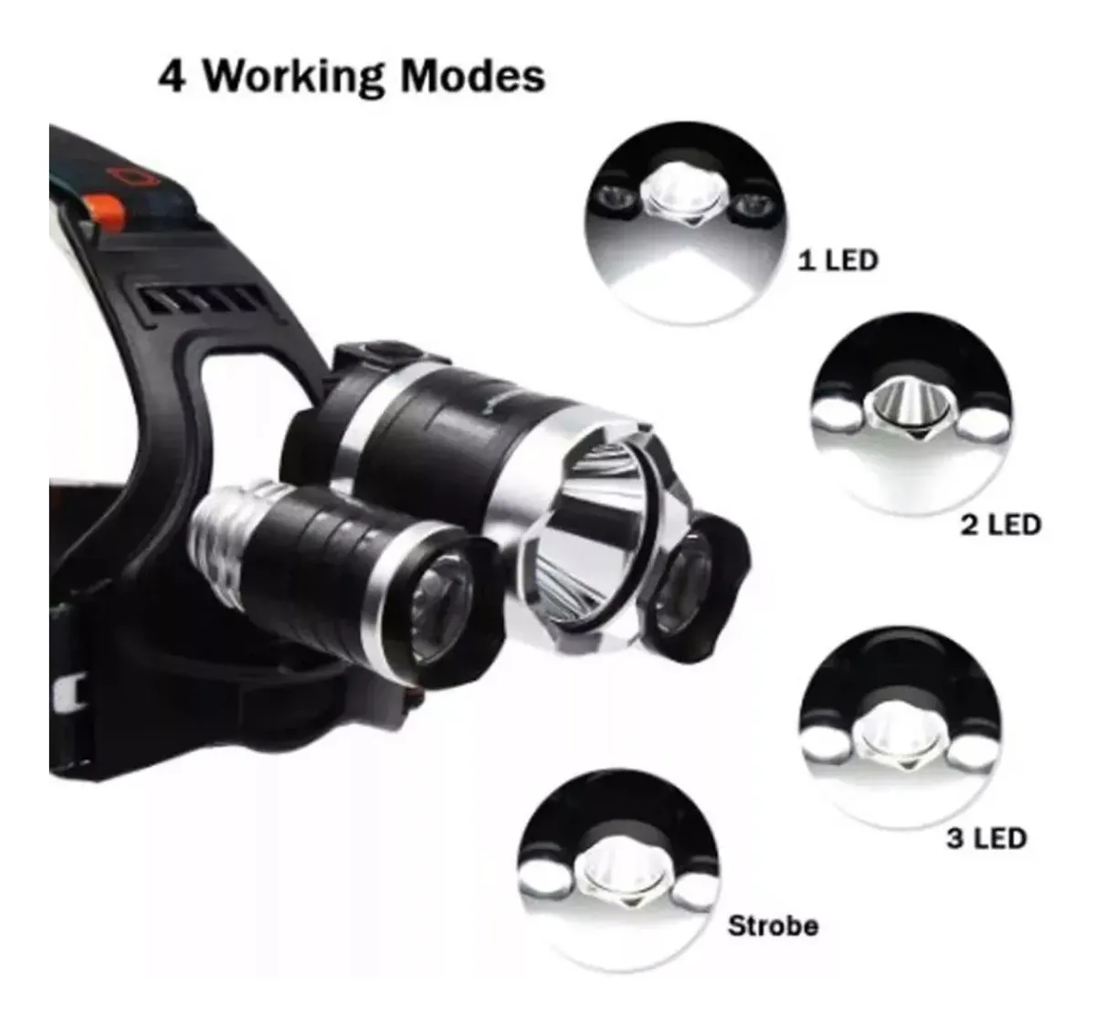 Lampara Minera 5000 Lumens 3 Cree Led T6 Recargable