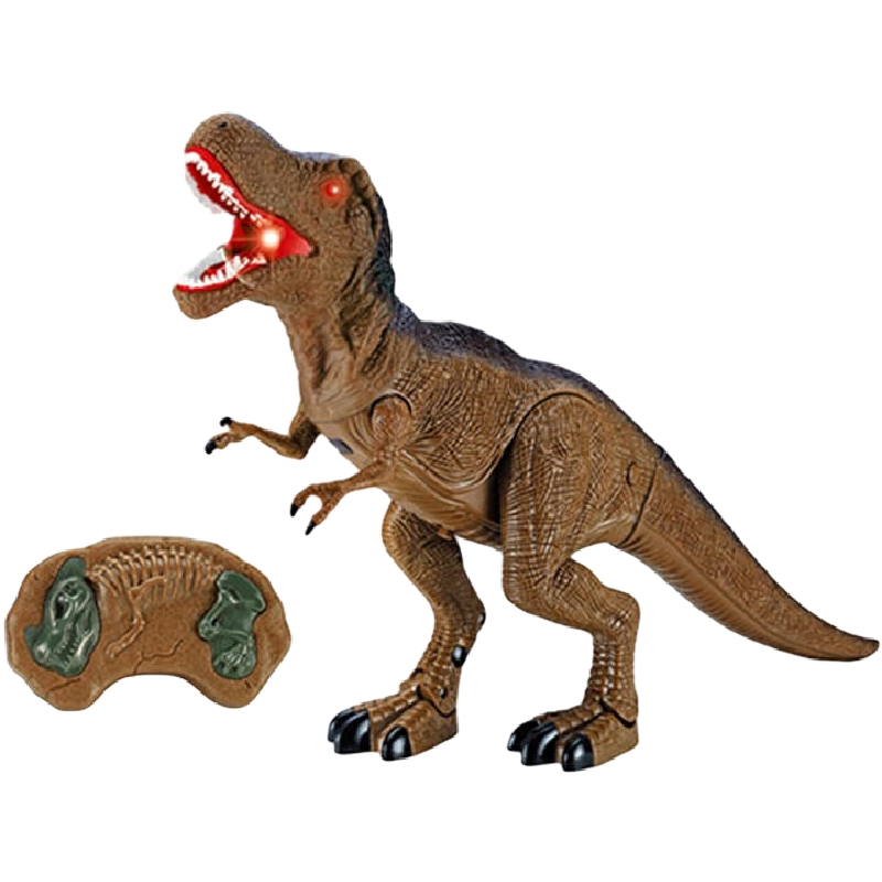 Dinosaurio Café R/c A Control Remoto Con Vapor Sonidos Y Camina Diversión